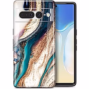 GVIEWIN Google Pixel 7 Pro 6.7" Case, Stylish Marble Pattern TPU Slim Shockproof Protective Cover - Drift Sand/Brown