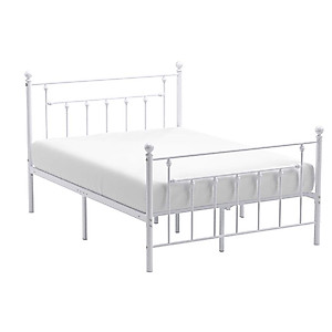 VECELO Full Size Metal Platform Bed Frame with Headboard and Footboard, Heavy Duty Slat Support/No Box Spring Needed Mattress Foundation/Underbed Storage Space, Victorian Style