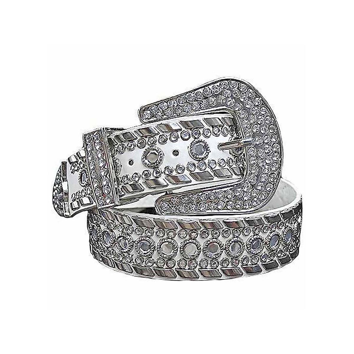 Gorgeous Rhinestone Studded Fancy White Belt Size XX-Large(46-48)