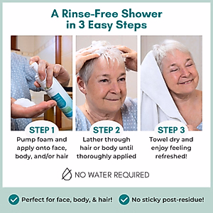 Nurture Rinse Free Body Wash & Shampoo w/Aloe | Hospital Grade Hair & Body Waterless Cleansing Foam | Women, Camping, Elderly & Hospital Patients | Shower Bath & Hand Soap for Sensitive Skin
