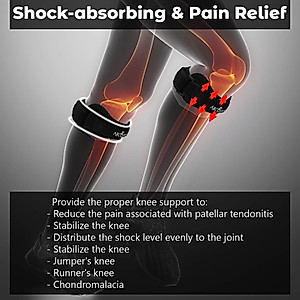 Abco Tech Patella Knee Strap (Black - 2 Pack) - Knee Pain Relief - Tendon and Knee Support for Running, Hiking, Soccer, Basketball, Volleyball and Exercise - Runners Knee Stabilizer - Adjustable Band