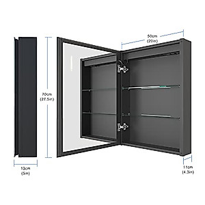 KWW 20 x 28 Inch LED Lighted Bathroom Medicine Cabinet with Mirror, Defogger, Dimmer, 3 Color Light Makeup Mirror, Outlets & USBs, Easy to Install, Wall Mounted Mirror Medicine Cabinet