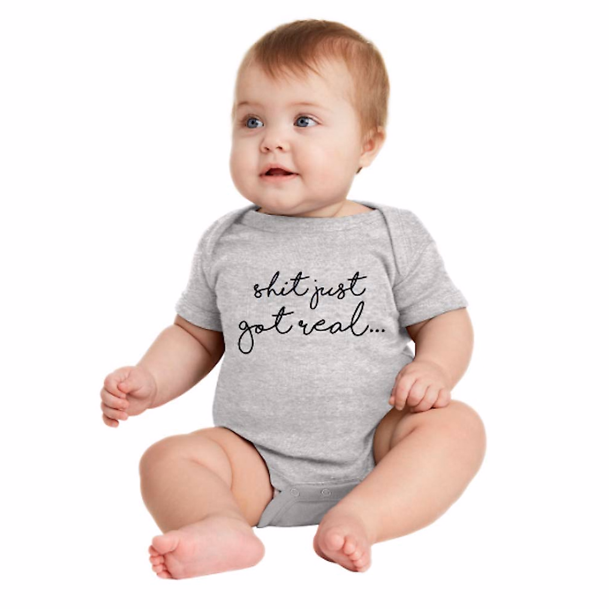 EVERYDAY HERO CLOTHING CO. Pregnancy Announcement Onesie Size 0-3 Months: It Just Got Real Baby Announcement for Family Onesie Romper Gray. Baby Boy or Girl