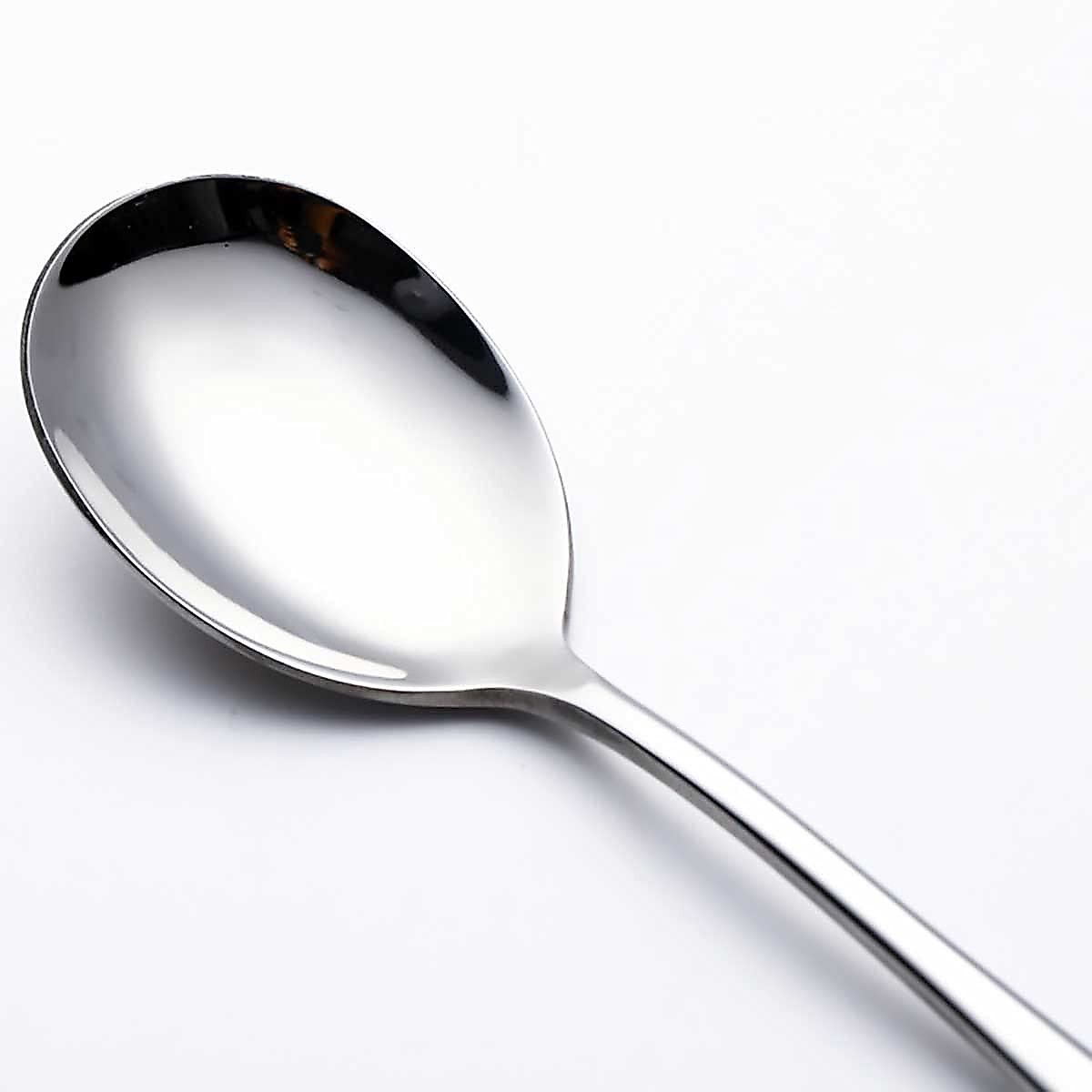 Goeielewe Pack of 2 Salad Spoon and Fork Salad Server Set, Stainless Steel Salad Serving Set, 7.7-Inch Serving Spoon and Fork Set for Salad, Gravies, Fruits, Soup or Pasta (Silver)