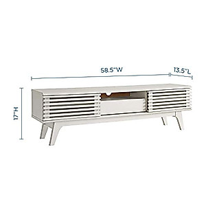 Modway Render Mid-Century Modern Low Profile 59 Inch TV Stand in White