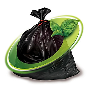 Mint-X Rodent Repellent Trash Bags, 1.3 Mil, Flat Seal, 47" Height x 43" Length, Black (Pack of 100)