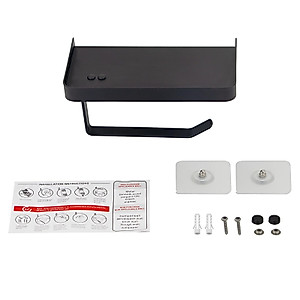New Self-Adhesive Toilet Paper Holder with Shelf and Storage for Phone, Wet Wipes, etc. Matte Black Stainless Steel Toilet Paper Wall Mount, Wet Wipes Holder, Toilet Paper Roll Holder for Bathroom