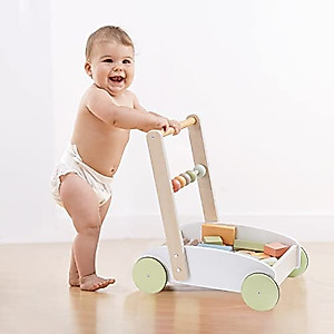 ROBUD Wooden Baby Walkers Push Toys for Babies Learning to Walk with Wheels Building Blocks Toddler Educational Toys for 10-24 Months