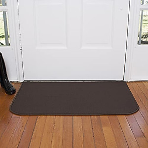 Ritz Solid Accent Rug: 18" x 30" Stain Resistant Kitchen or Living Room Floor Mat - Non-Slip Latex Backing, Machine Washable, Chocolate Brown