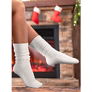 Bencailor 6 Pairs 80s 90s Women Slouch Socks Soft Knee Long Scrunch Socks Cotton Knit Stacked Socks Boot Socks for Women Men(Dark Colors,5-9)