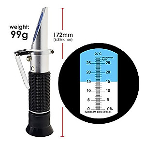 0-28% Salinity Refractometer ATC, Sodium Chloride (NaCl) Salt Level Meter Tester, Test Kit for Sea Water Brine Seawater Food Industry Pickle Soy Sauce, ±0.2% Accuracy