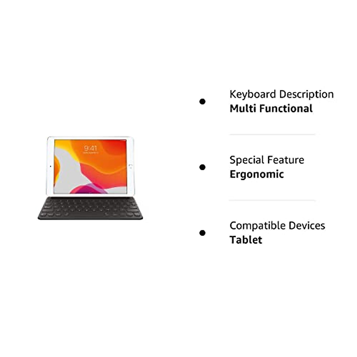 Apple Smart Keyboard for iPad (7th Generation, 8th Generation, 9th Generation) and iPad Air (3rd Generation) - US English (Renewed)