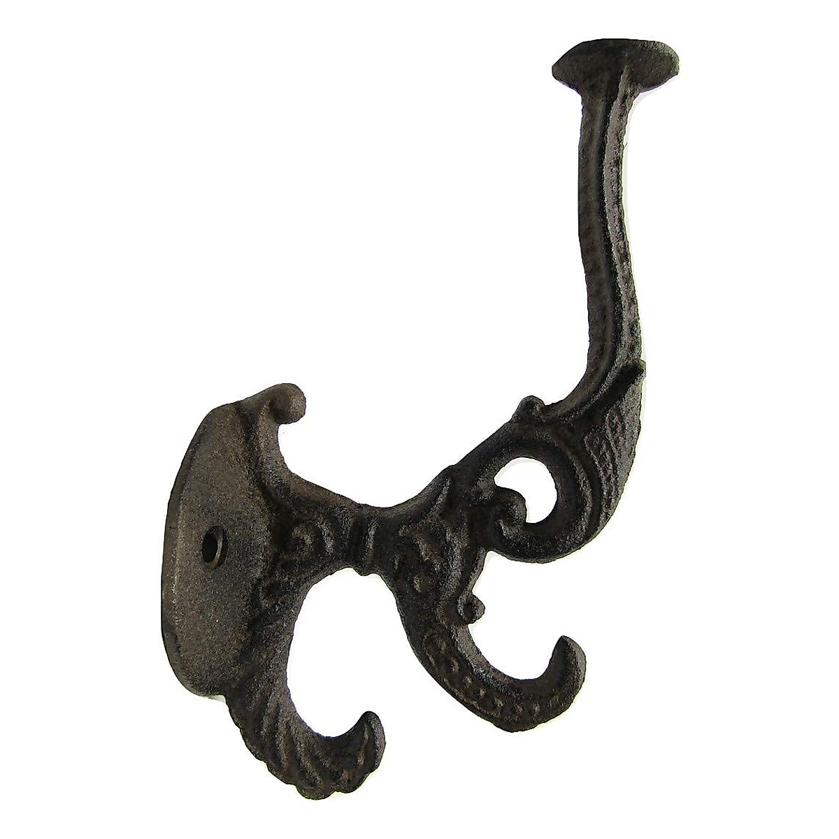 Coat Hat Hooks Cast Iron 6.5" x 4" Triple Hook Lot Set of 2 Antique Vintage Style