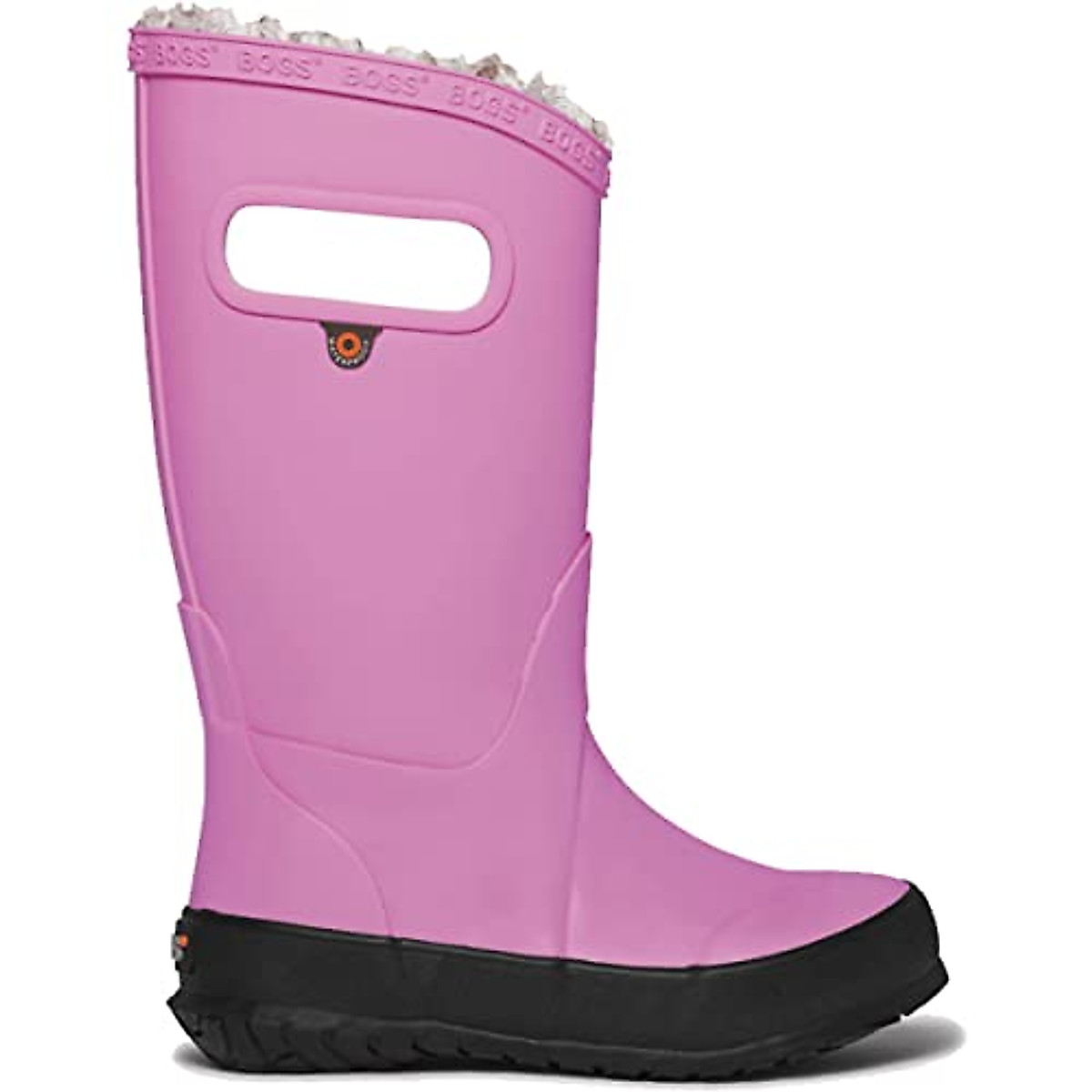 Bogs Kids Rainboot, Plush - Solid Black, Size 2 Big Kid