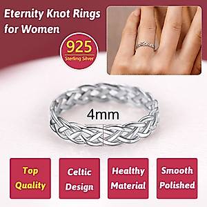 FaithHeart Women Wedding Rings 4mm Plain Silver Ireland Celtic Knot Band Ring Jewelry for Wife