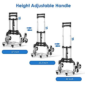 Goplus Stair Climbing Cart, Portable Folding Aluminium Hand Truck Trolley Cart w/Bungee Cord, 6 Wheels, 180 lbs Capacity, Telescoping Handle, All Terrain Stair Climber Dolly for Luggage, Heavy Duty