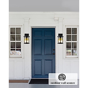 UFOND Outdoor Wall Lantern,Waterproof Matte Black Wall Mount Light with Clear Glass Shade,Front Porch Wall Light Fixture, Exterior Wall Sconce for Entryway Hallway Patio Garage Doorway