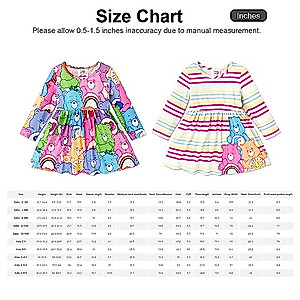 PATPAT Care Bears Baby Toddler Girl Long-Sleeve Cute Playwear Dress 3-4 Years Multi-Color