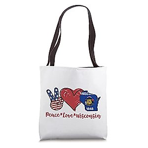 Peace Love Wisconsin Tote Bag