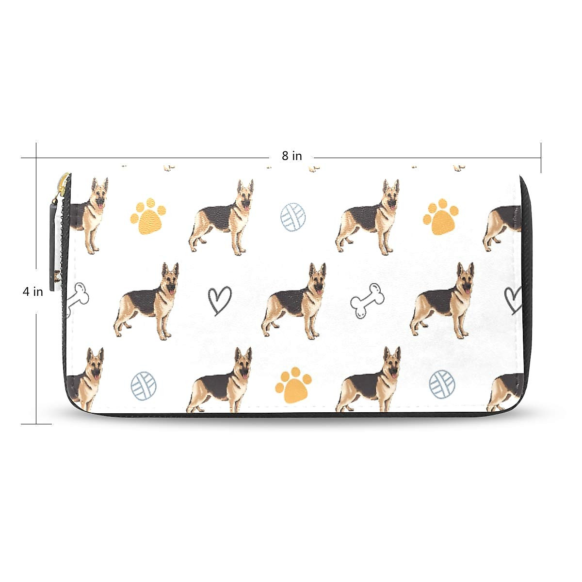 Wallet Long Clutch German Shepherd Dog Zipper Purse PU Leather Card Holder Organizer