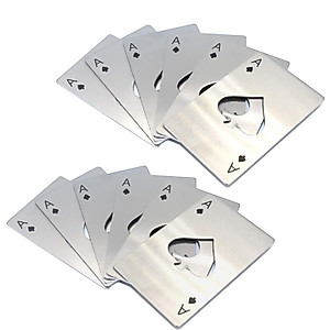 FGen 12PCS Spades A Bottle Opener Creative Poker Shaped Stainless Steel Opener Bottler Beer Starter Suitable For Wallet