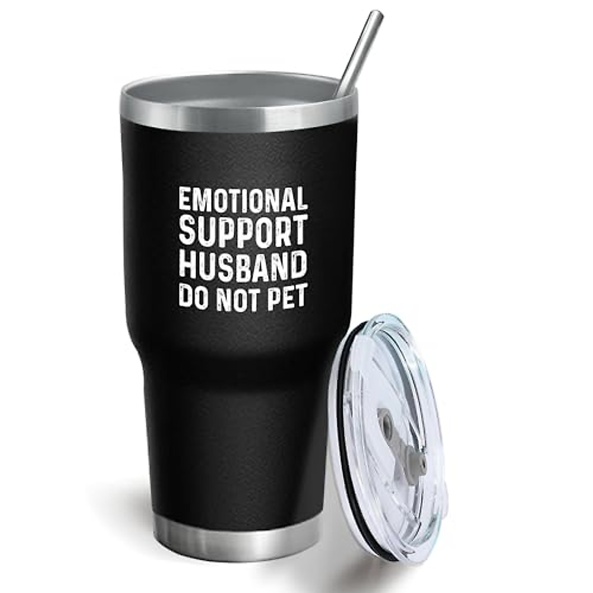 liabiliies Emotional Support Husband Do Not Pet Tumbler Coffee Tumblers 30 oz Tumbler with Lid and Straw Insulated Tumblers Stainless Steel Tumbler