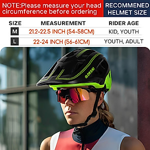 DKONI Bike Helmet for Youth Adults Men Women, Ages 8 and Up- Lightweight, Adjustable Fit 54-61cm, Removable Visor & Liners, 17 Large Air Vents (Medium, Black/Yellow)