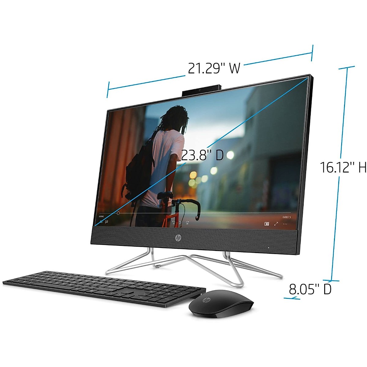 HP 2023 24'' FHD IPS Touch All-in-One Desktop PC Intel 4-Core Pentium Silver J5040 Intel UHD Graphics 8GB DDR4 256GB NVMe SSD WiFi AC BT RJ-45 HDMI Webcam Wireless KB Mouse Windows 10 Pro w/RE USB