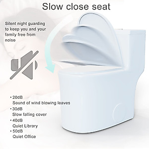 SUPERFLO One Piece Toilet Elongated Comfort Height Toilets, Standard 12" Rough-in & 0.8/1.28 GPF Dual Flush, Siphonic Flush Small Toilets for Small Bathroom with Side Holes