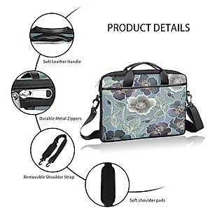 Vintage Flowers Laptop Computer Bag Waterproof Shoulder Messenger Bag 13-15 inch Durable Laptop Tote Bag with Shoulder Strap Handle Lightweight Crossbody Briefcase