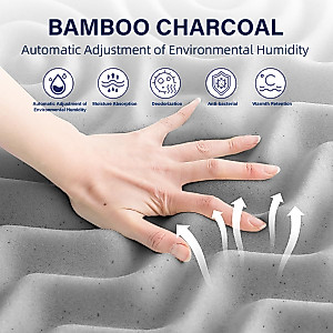 Tripie 3 Inch Mattress Topper Full, 5-Zone Bamboo Charcoal Infused Memory Foam Bed Toppers for Pressure Relief Back Pain, Ventilated Soft Bed Topper