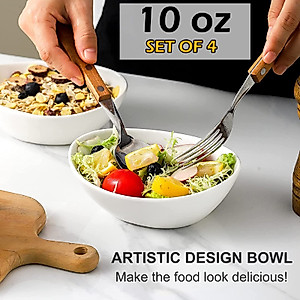 Hasense Porcelain Serving Bowls 36 Ounce Large Salad Bowl Set of 4, 28 Ounce Cereal Soup Bowls Set Set of 4, 10 Ounce Small Ice Cream Dessert Dishes Set of 4 - White