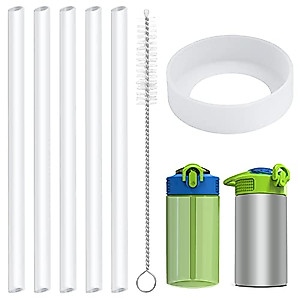 Replacement Straws Compatible with Zak Kids Water Bottle-15.5oz and 16 oz Zak Kids Cup Include 5 BPA-FREE Straws and 1 Straw Cleaning Brush and 1 Silicone Boot(15.5/16OZ)