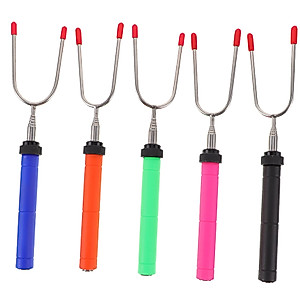 10 Pcs Telescopic Barbecue Fork Barbecue Forks Meat Skewers Barbecue Tool Outdoor Bbq Tool Home Roasting Fork Barbecue Supplies Grill Skewers Camping Accessories Cooking Metal Fork