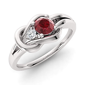 Diamondere Natural and Certified Ruby and Diamond Engagement Ring in 14K White Gold | 0.34 Carat Infinity Knot Ring Size 7