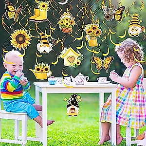 Bencailor 36 Pcs Sunflower Hanging Swirls Decorations Sunflower Party Supplies Decorations Sunflower Gnome Butterfly Ceiling Butterfly Streamers Decor for Summer Birthday Baby Shower Wedding Decor