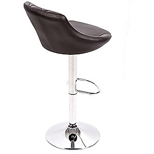 Ergonomic Design Bar stool Adjustable Hydraulic 360 Degree Swivel Stable Steel Frame Hight Density Cushion Seat Kitchen Dining Chair Pub Stool - Set of 2 Brown #1953