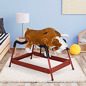 Qaba Kids Spring Rocking Horse Rodeo Bull Style with Realistic Sounds for Children Over 3 Years Old