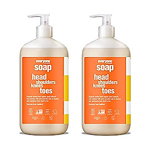 Everyone 3-in-1 Kids Soap, Body Wash, Bubble Bath, Shampoo, 32 Ounce (Pack of 2), Orange Squeeze, Coconut Cleanser with Organic Plant Extracts and Pure Essential Oils (Packaging May Vary)