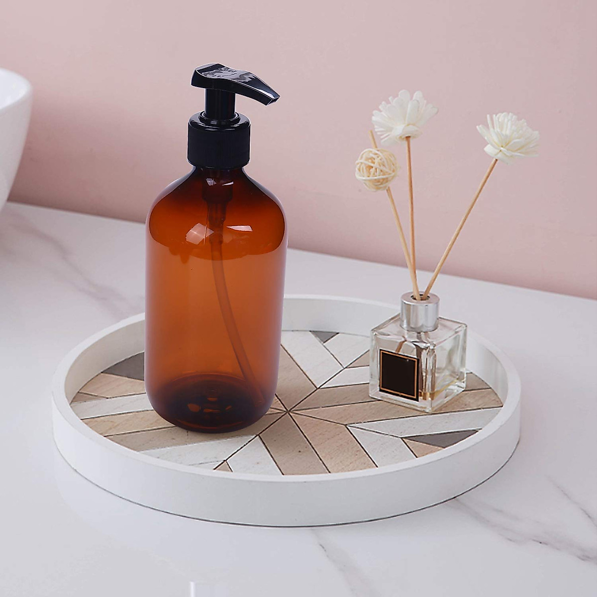 specious 4Pcs New 500Ml Pump Bottle Makeup Bathroom Liquid Shampoo Bottle Travel Dispenser Bottle Container for Soap Shower