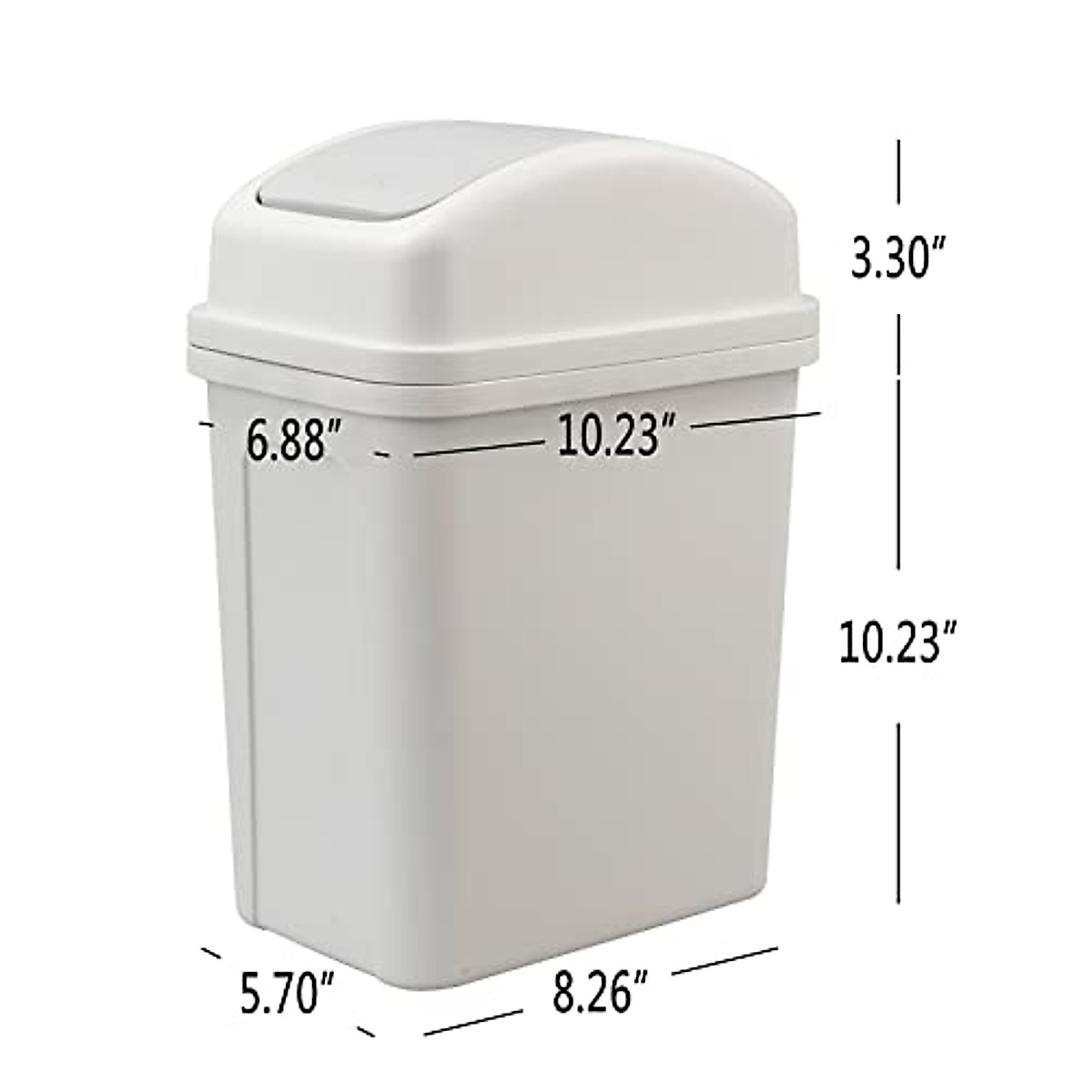 Zopnny 7 L Slim Plastic Trash Can, Swing Lid Garbage Can, 1-Pack, Grey