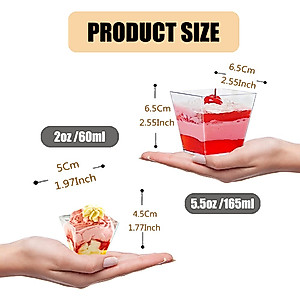 YINVA Dessert Cups 50Pcs Plastic Dessert Cups + 50Pcs Plastic Spoons Mini Dessert Cups 2oz/60ml Reusable Plastic Dessert Cup Dessert for Dessert Pudding Mousse Party