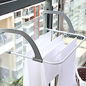 HERCHR Folding Laundry Drying Rack, Large Multipurpose Collapsible Laundry Rack Clothes Drying Rack for Balcony Railings Windowsill Indoor Outdoor(Grey)