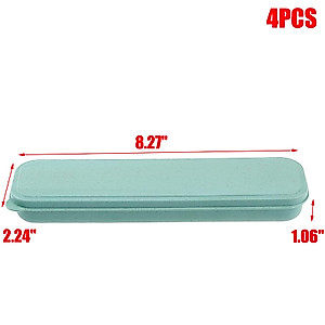 MY MIRONEY 4 Pieces Travel Tableware Storage Box Portable Cutlery Storage Box Case Chopsticks Spoon Fork Travel Utensils Storage Box, Pink, Blue, Beige, Green