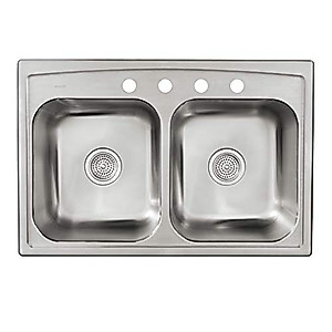 Kohler R3847-4-NA Toccata 22"x33" Double-Basin Stainless Steel Drop-in 4 Hole Kitchen Sink