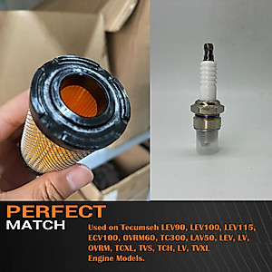 35066 Air Filter with Spark Plug Replace For Tecumseh ECV100 LEV90 LEV100 LEV115 OVRM60 TC300, ECV, LEV115, ECV120, H30, 35 & TVS