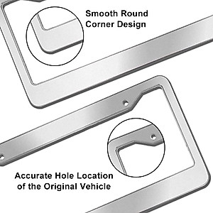 2 Pack Fit Cowboys License Plate Frames, Car Tag License Plate Cover for Cowboys,Silver