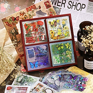 AIERSA Vintage Scrapbooking Journaling Supplies Kit,508Pcs Butterfly Flowers Nature Aesthetic Stickers for DIY Scrapbook,Art Journaling, Junk Journals, Bullet Journaling