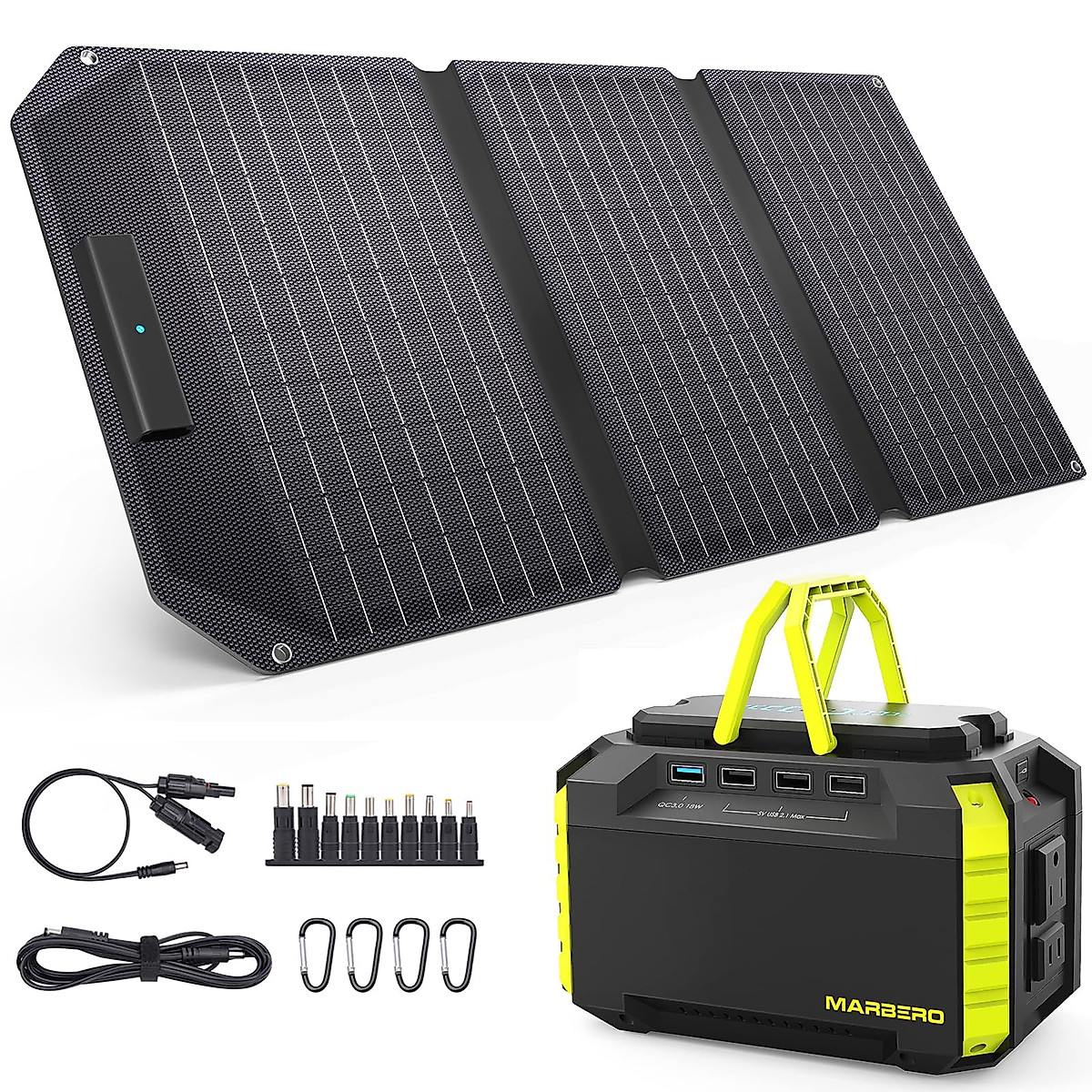 MARBERO Portable Power Station with Solar Panel Kit Solar Generator Included 110V Laptop Charger for Outdoor Home Camping Emergency RV