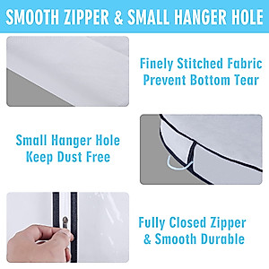 WinFong 40" Garment Bags for Hanging Clothes, Clear Moth Proof Suits Covers with 4" Gussets for Closet Storage and Travel Hanging Clothes Bag for Coat, Sweater, Jacket, Dress, Shirts (3 Pack - 40")